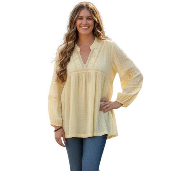 Zac & Rachel | Tops | Nwt Zac Rachel Light Yellow Blouse With Lace ...